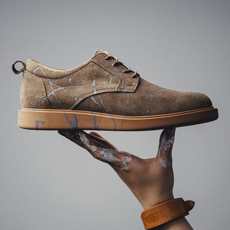 Handcrafted Graffiti Cow Suede Flat Round Toe Shoes – myMUCHO